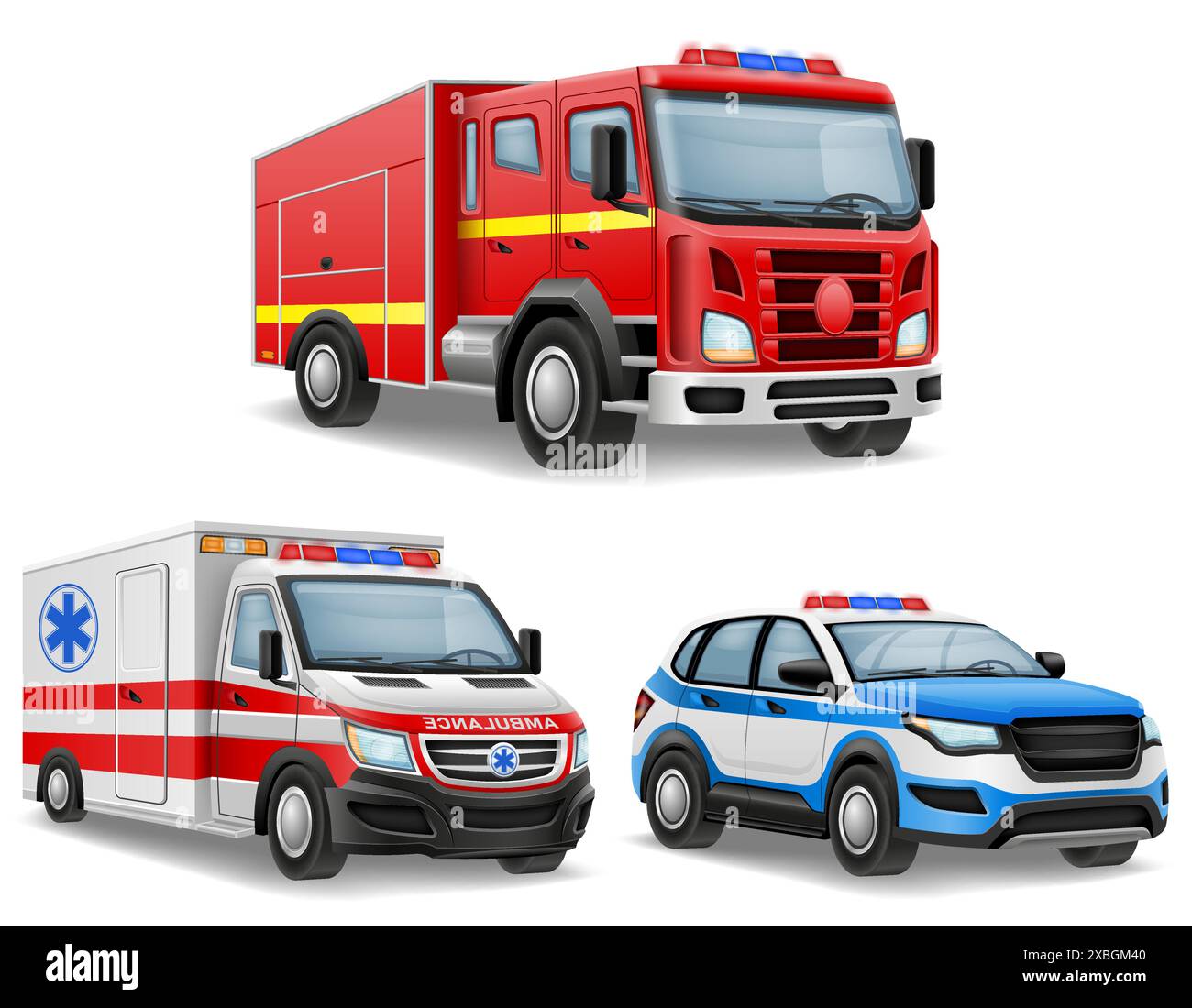 automobile of various emergency and rescue services car vector ...