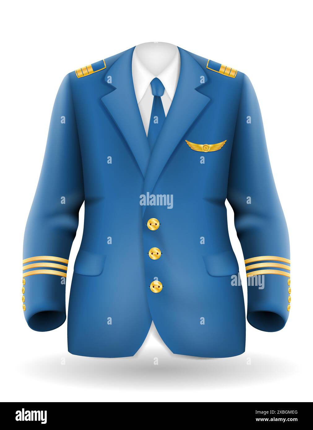 pilot uniform suit work clothes vector illustration isolated on white ...
