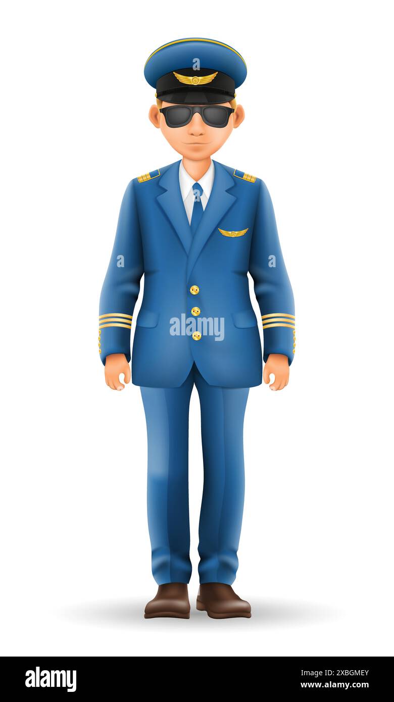 pilot uniform suit work clothes vector illustration isolated on white ...