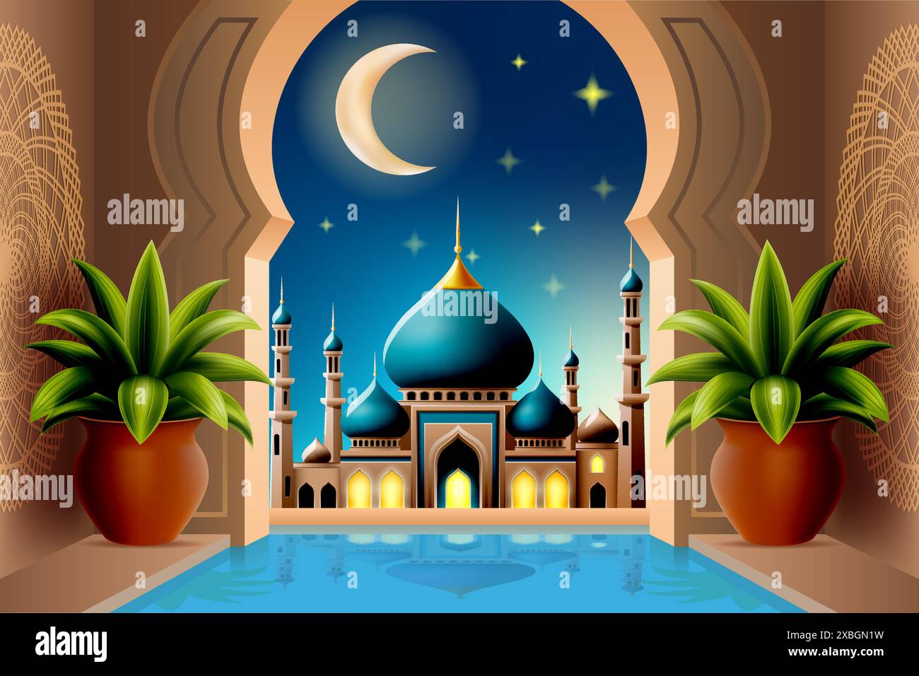 islamic mosque muslims for prayers stock vector illustration Stock ...