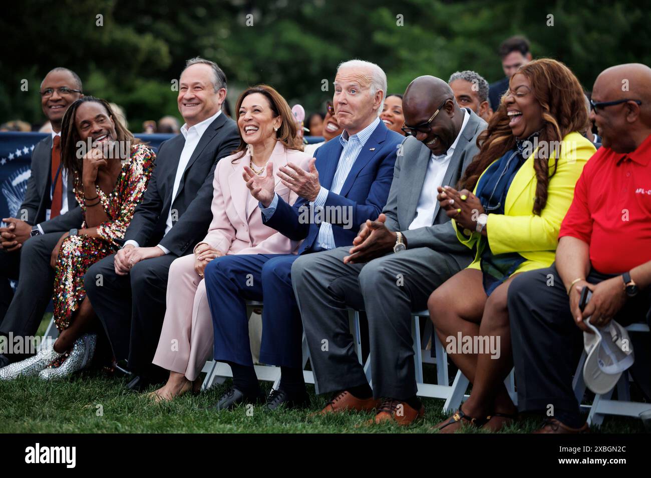 Actor Billy Porter, from second left, second gentleman Doug Emhoff ...