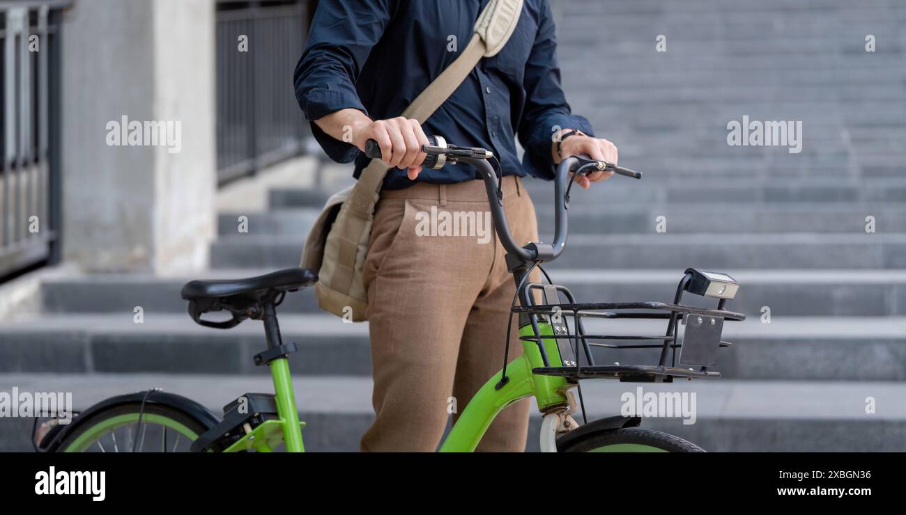 Businessman Commuting on Bicycle for Eco Friendly Transportation ...
