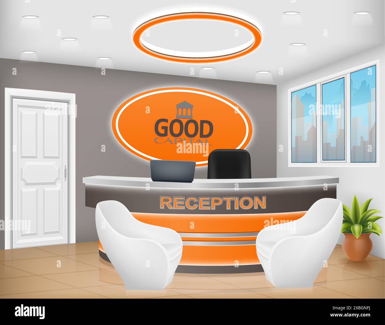 reception desk in the office workplace of a manager or administrator ...