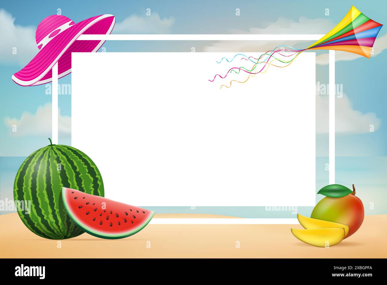 summer poster with sea beach and sunny sky stock vector illustration ...