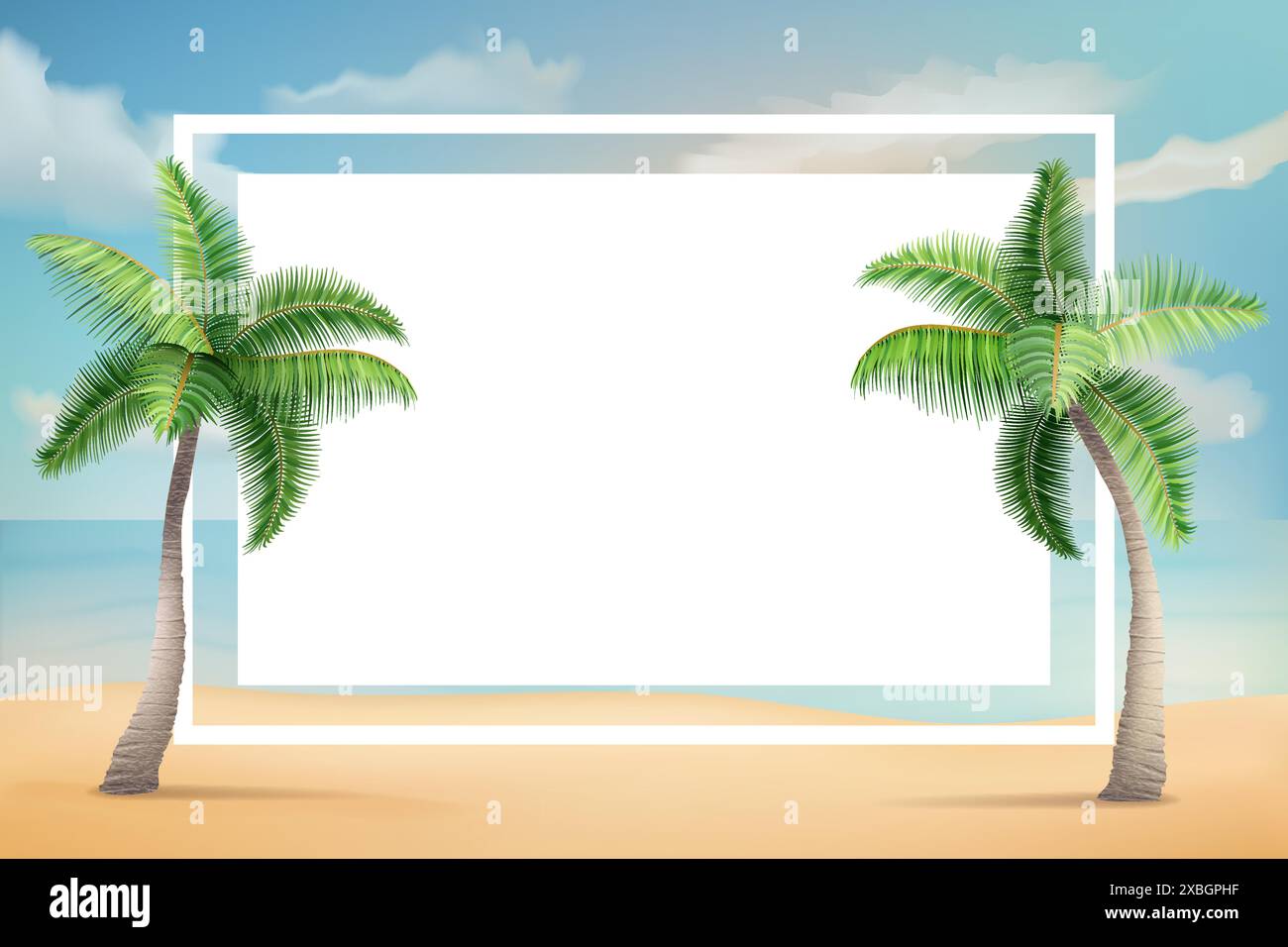 summer poster with sea beach and sunny sky stock vector illustration ...