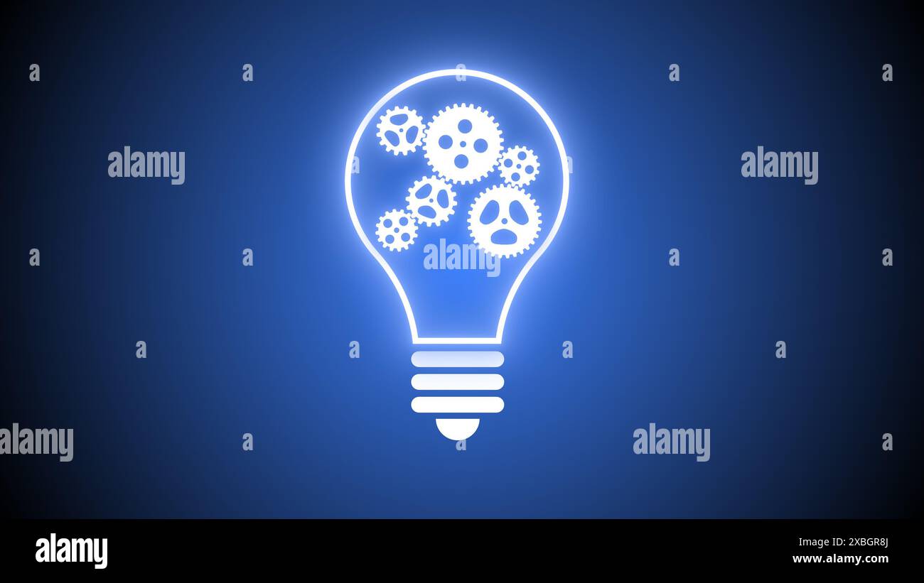 Light Bulb with Rotating Gears, Idea Concept Animation Stock Photo - Alamy
