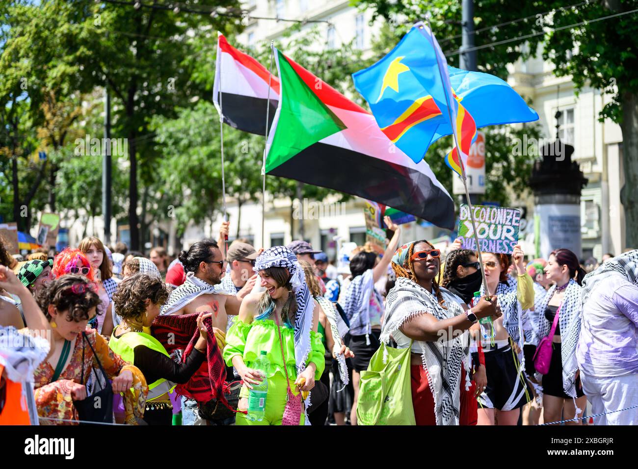 The Rainbow Pride parade, as part of the Vienna Pride festival in ...