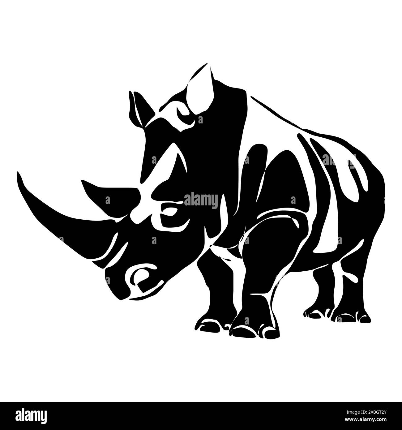 Rhino silhouette logo design. Abstract wild animal emblem, Strong ...