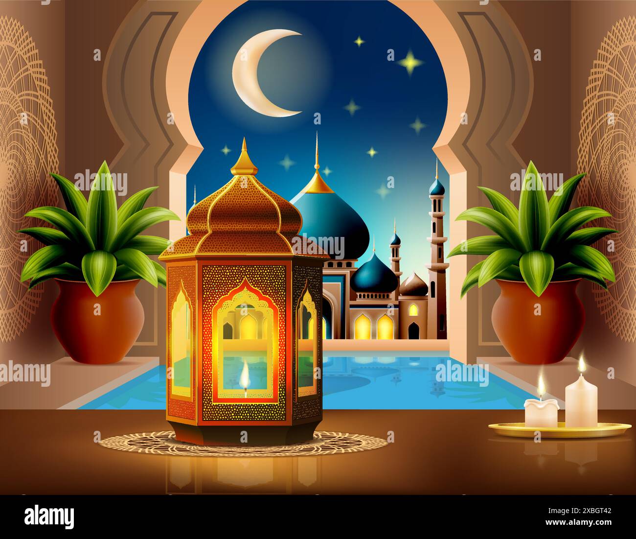 islamic mosque muslims for prayers stock vector illustration Stock ...