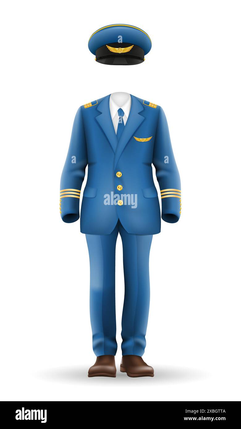 pilot uniform suit work clothes vector illustration isolated on white ...