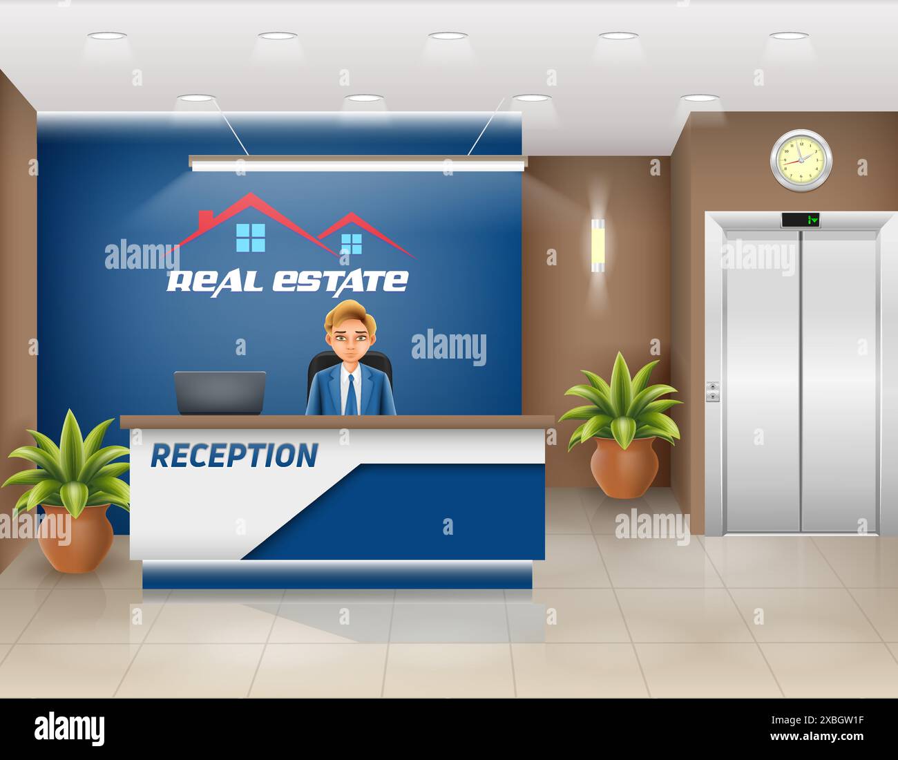 reception desk in the office workplace of a manager or administrator ...