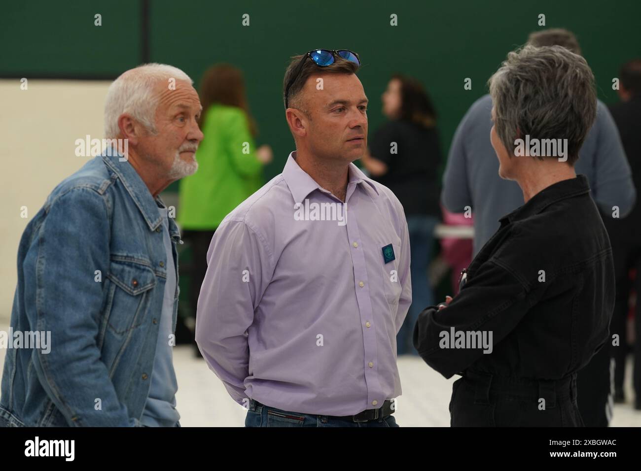 Ireland First candidate Derek Blighe (centre) in the count centre as ...