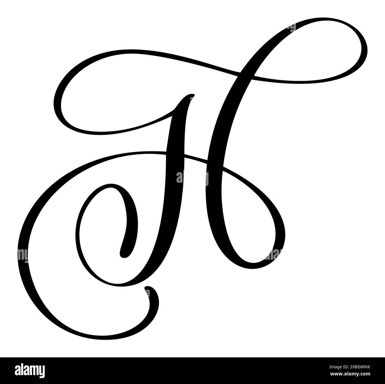 Hand drawn vector calligraphy letter H. Script font logo. Handwritten ...