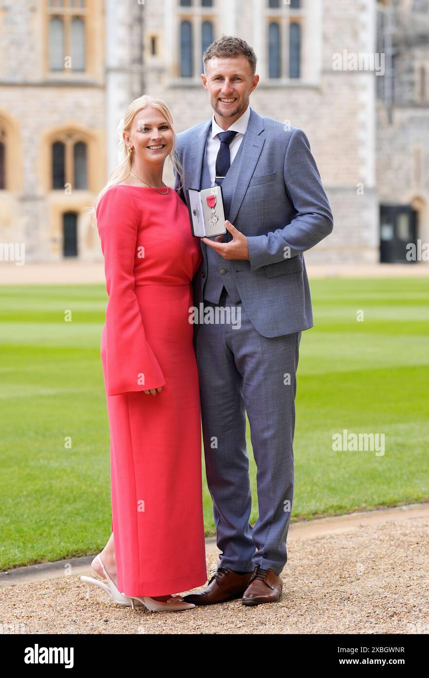 Joe Root with his wife Carrie Cotterell after being made a Member of ...
