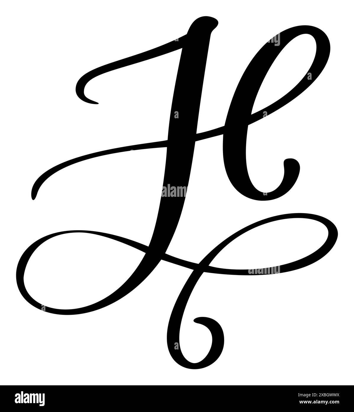 Vector calligraphy hand drawn letter H logo. Script font. Handwritten ...