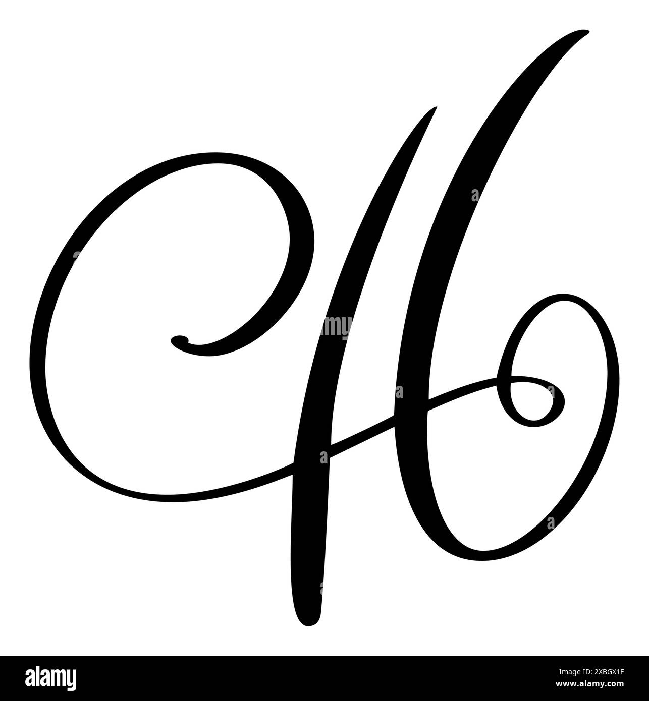 Hand drawn vector calligraphy capital letter H. Script font logo ...