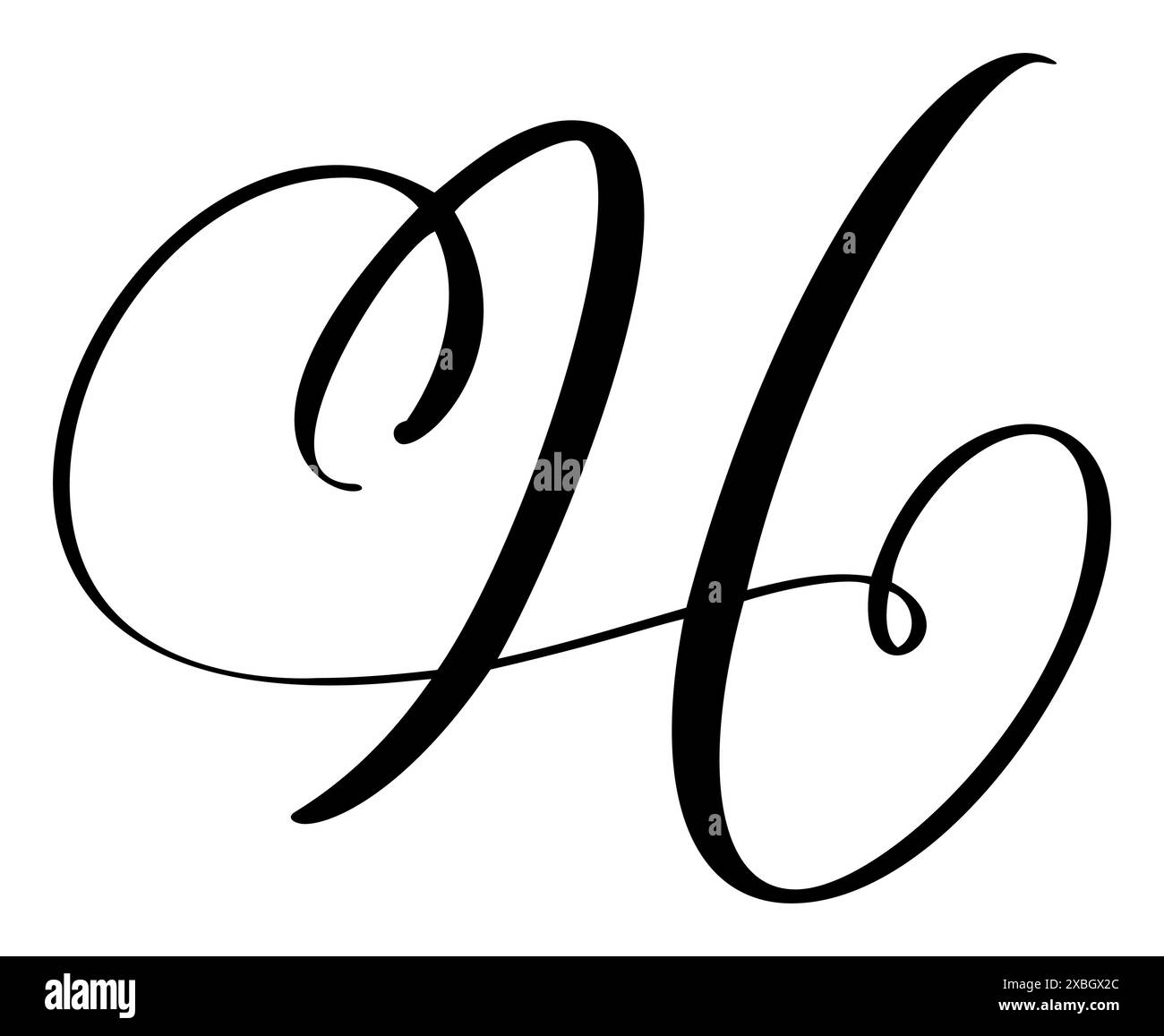 Vector calligraphy hand drawn capital letter H logo. Script font ...
