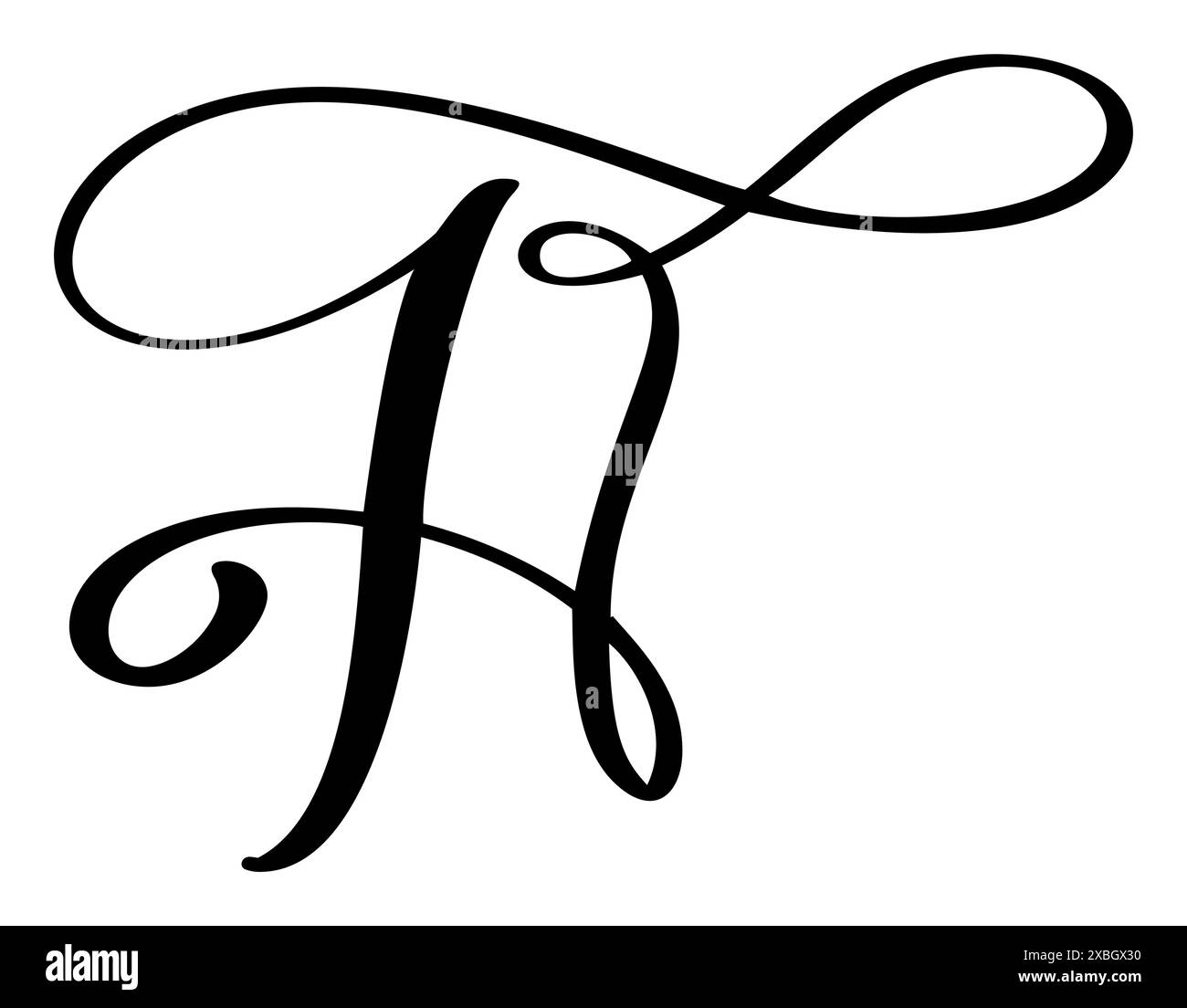 Vector calligraphy hand drawn letter H logo drop cap. Script font ...
