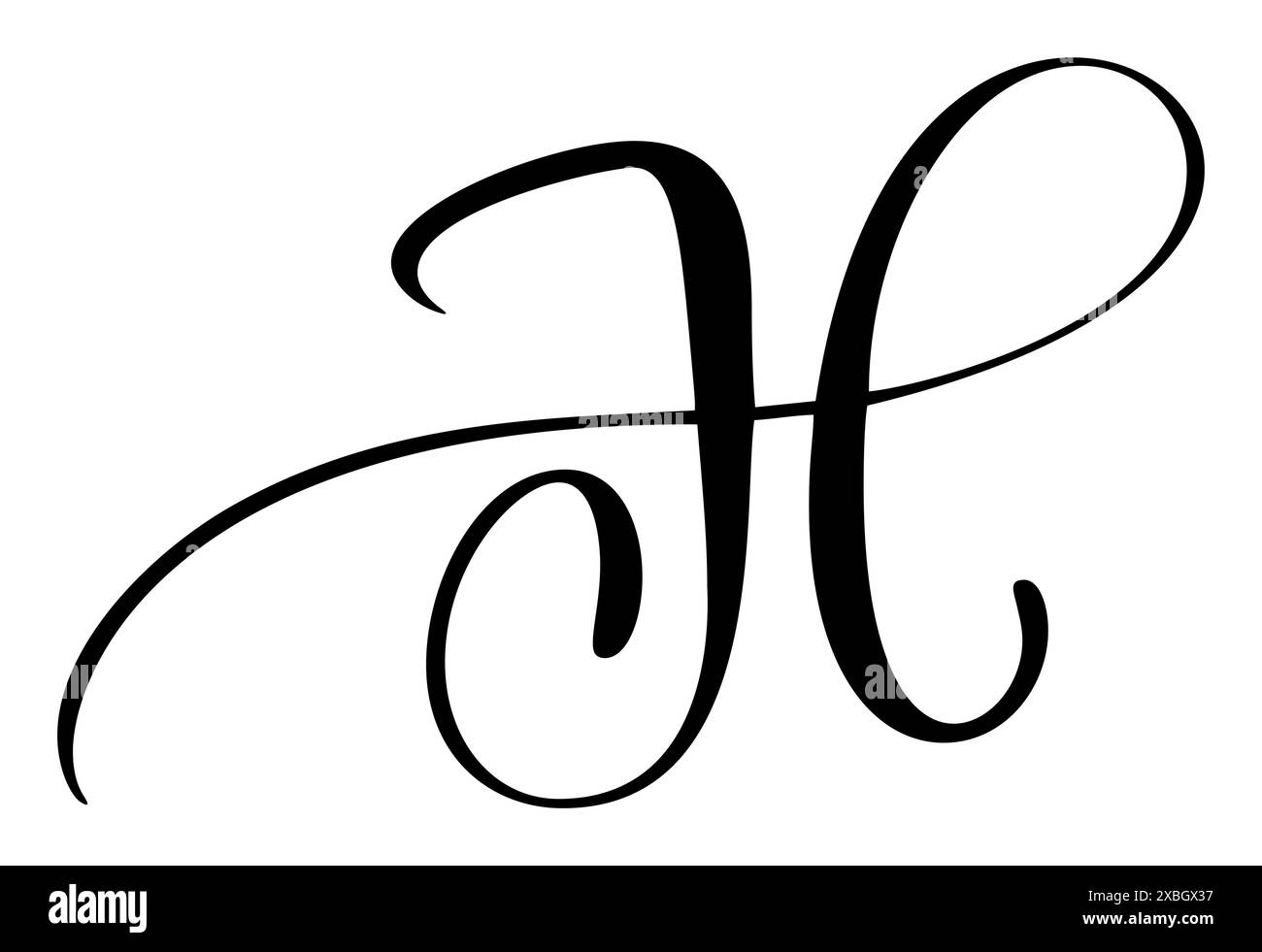 Vector calligraphy hand drawn letter H. Script font logo icon ...