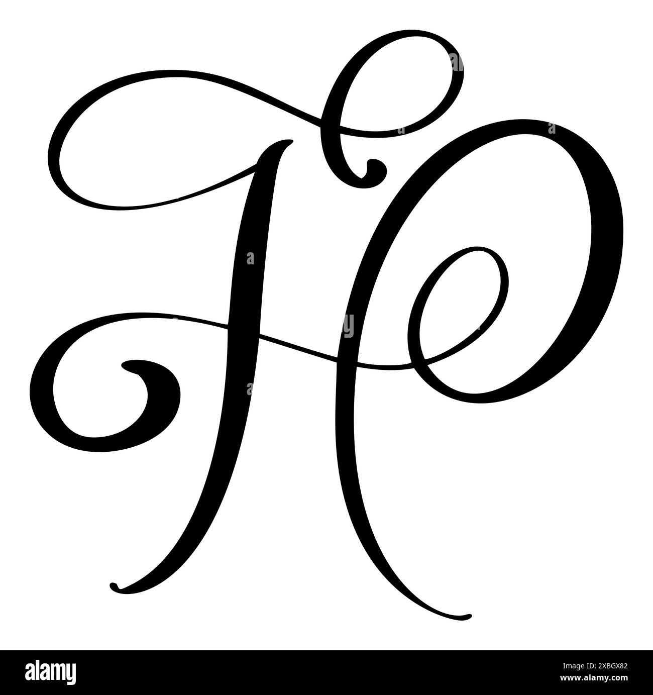 Vector calligraphy hand drawn letter H logo. Script font. Handwritten ...