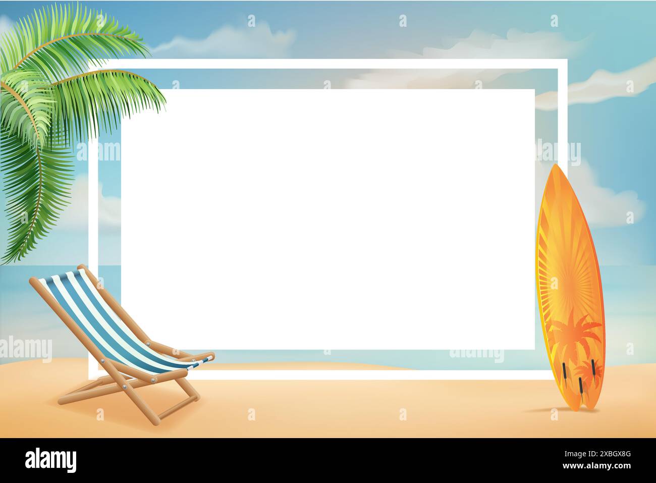 summer poster with sea beach and sunny sky stock vector illustration ...