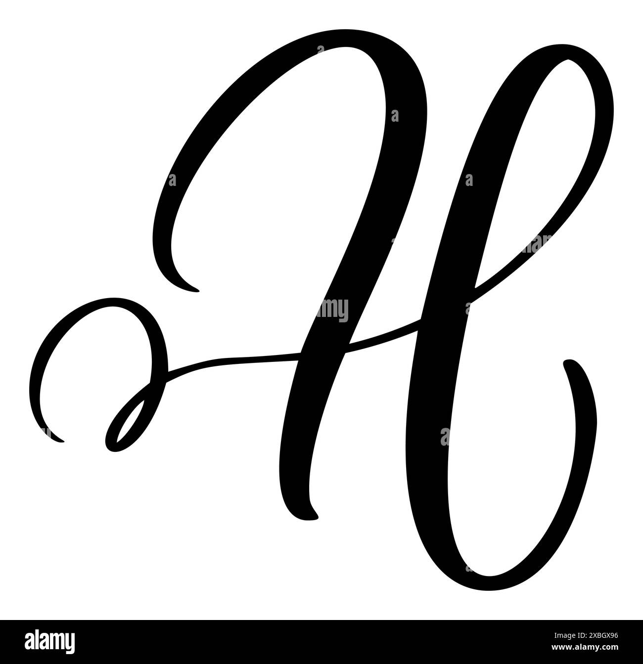 Hand drawn vector calligraphy letter H. Script font logo. Handwritten ...