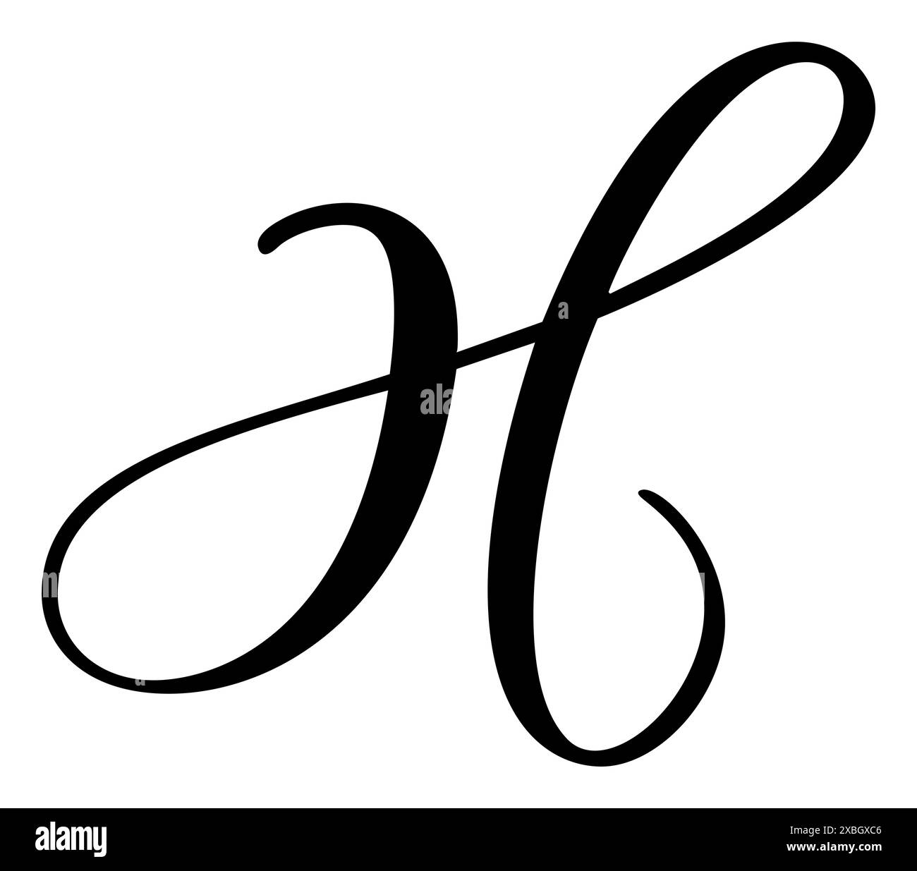 Vector calligraphy hand drawn letter H logo. Script font. Handwritten ...