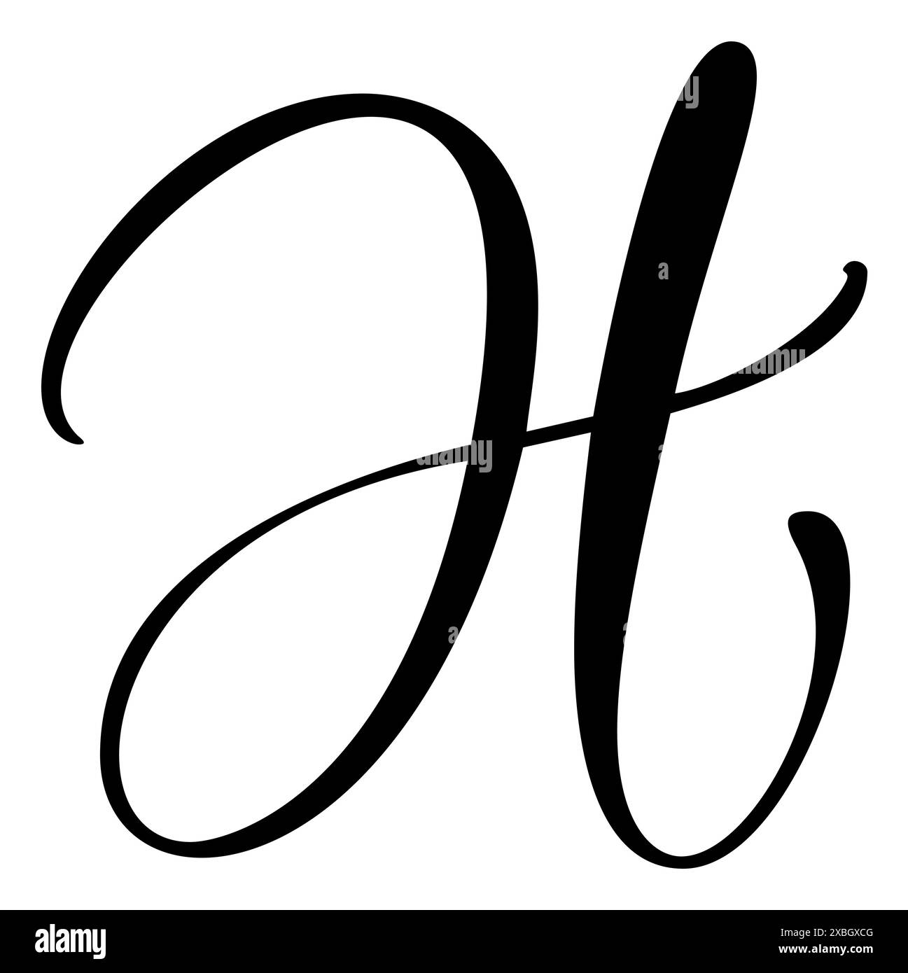 Hand drawn vector calligraphy capital letter H drop cap. Script font ...