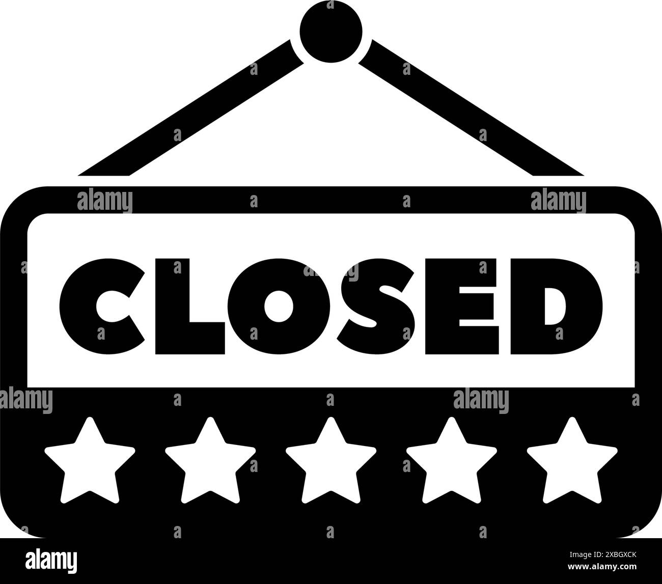 A black and white icon of a closed sign, placed on a door to indicate ...