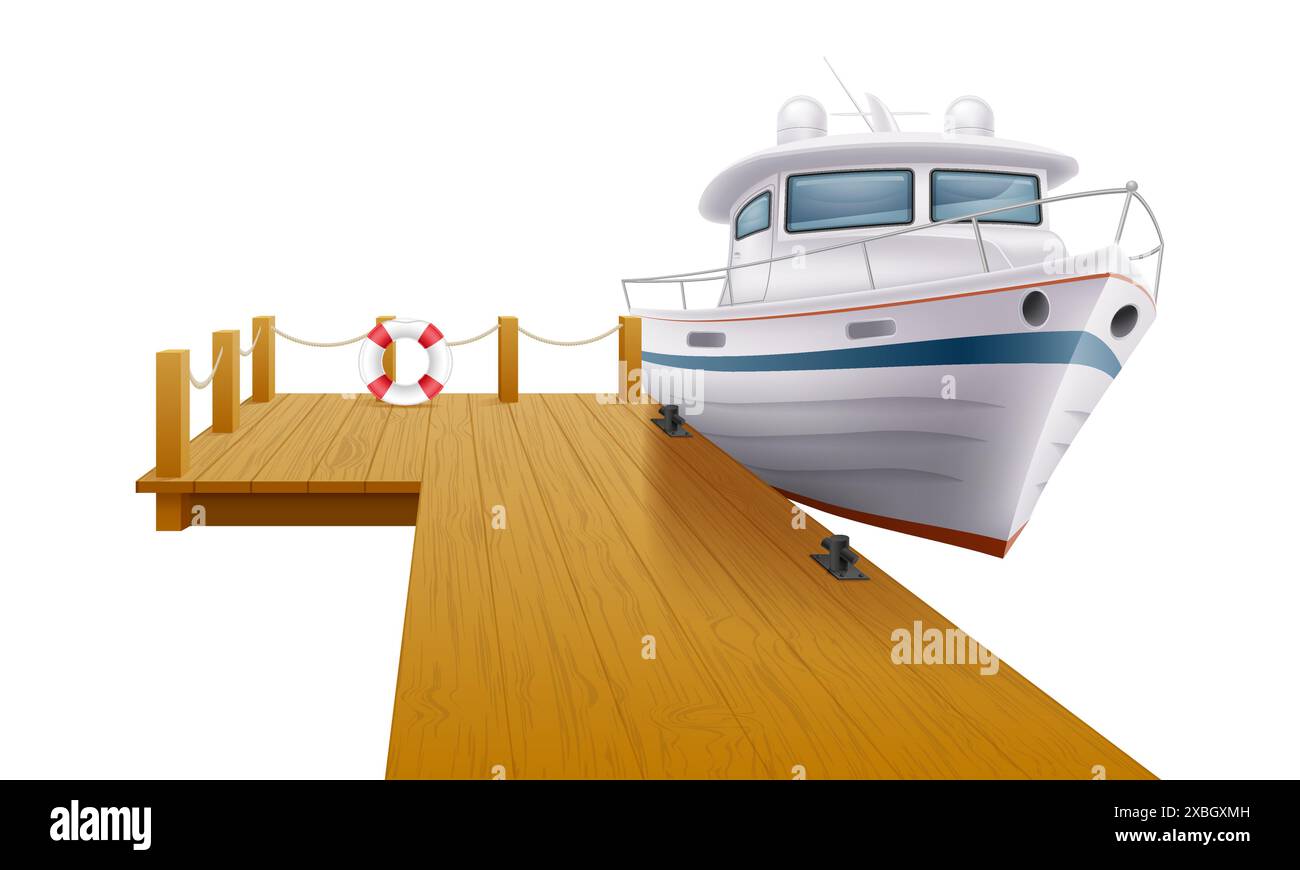 wooden pier dock for a yacht or boat vector illustration isolated on ...