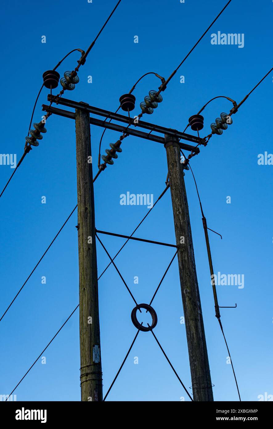 Old power lines in Scotland - United Kingdom Stock Photo - Alamy