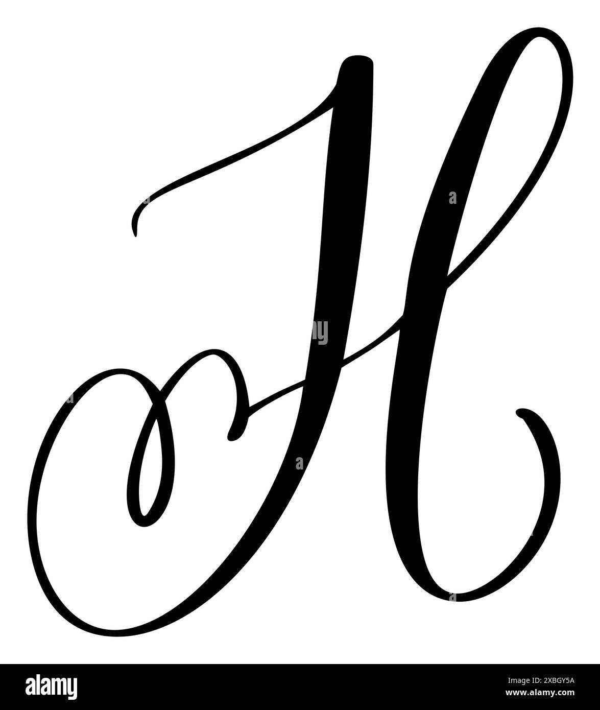 Hand drawn vector calligraphy letter H. Script font logo. Handwritten ...