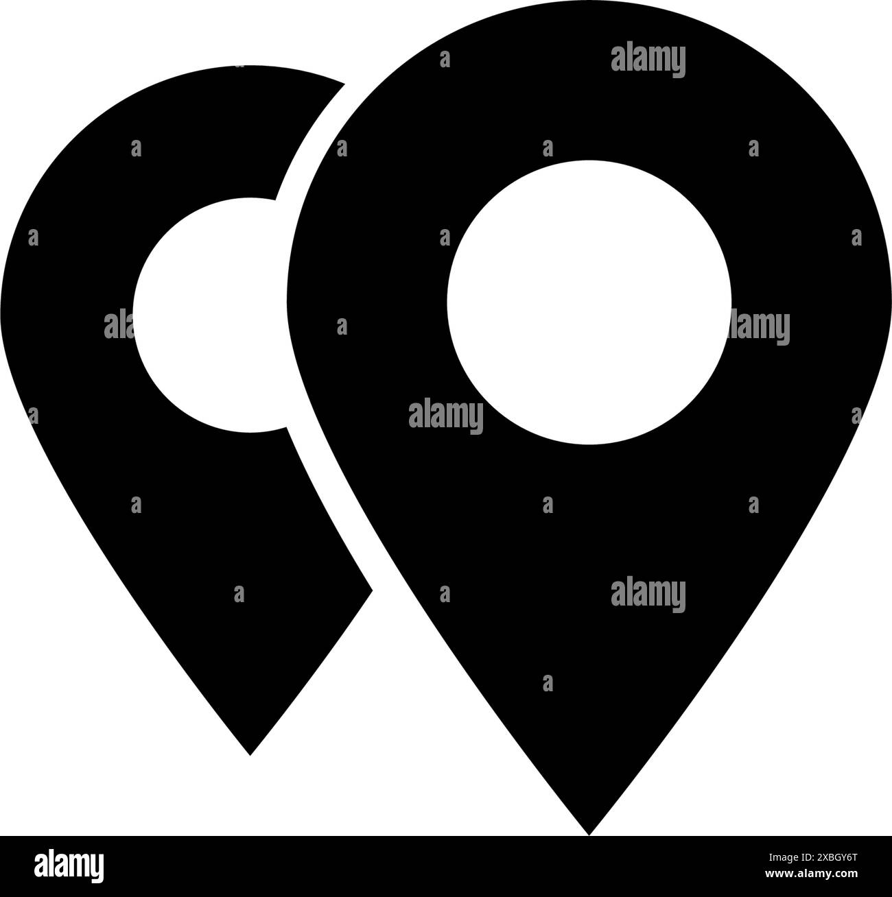 Modern black vector icon of two overlapping location pins Stock Vector ...