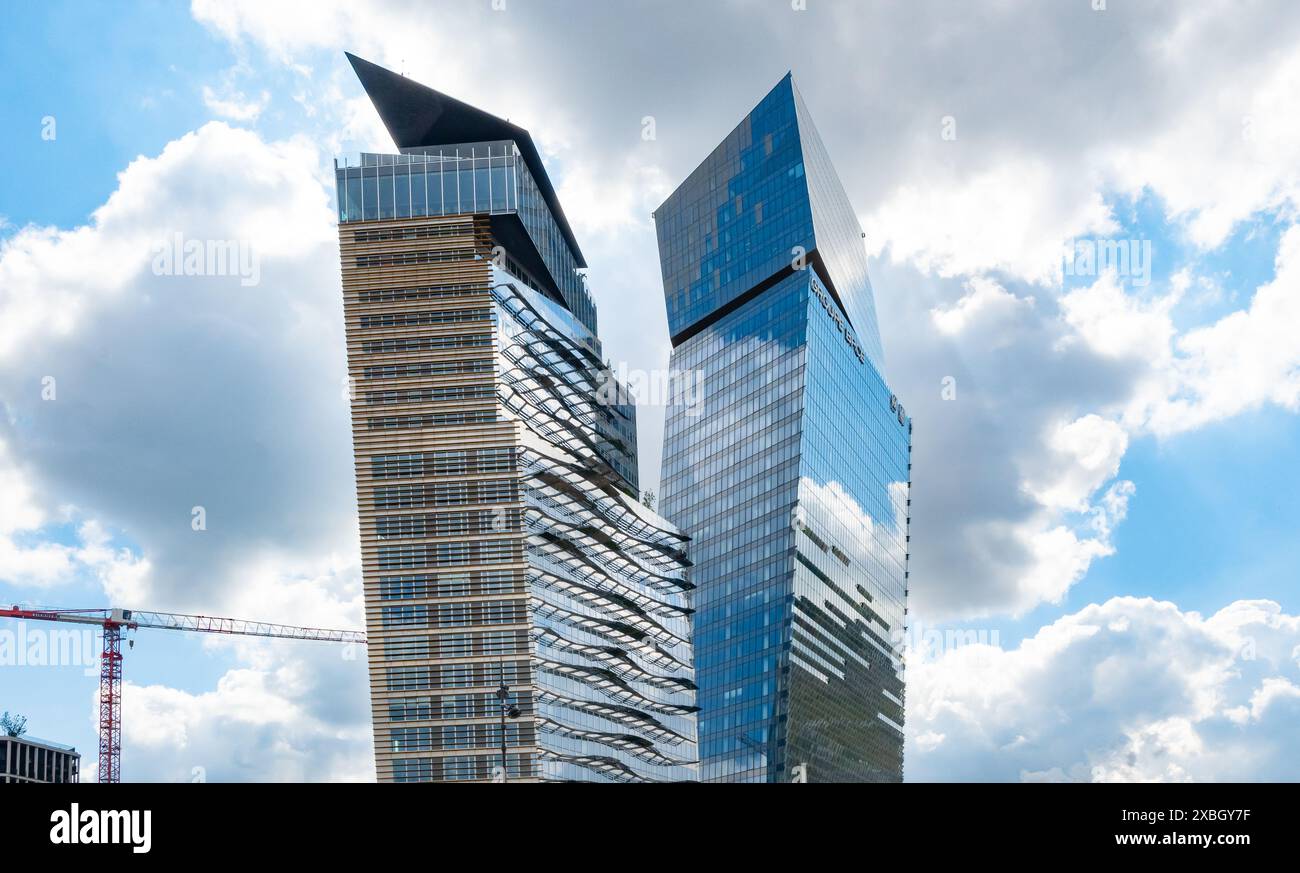 Paris, France, The Tours Duo, twin towers by architects Jean Nouvel in ...