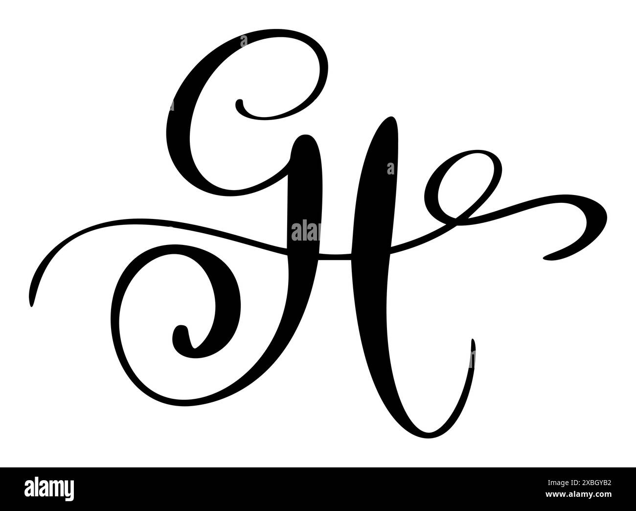 Vector calligraphy hand drawn letter H logo. Script font initials ...