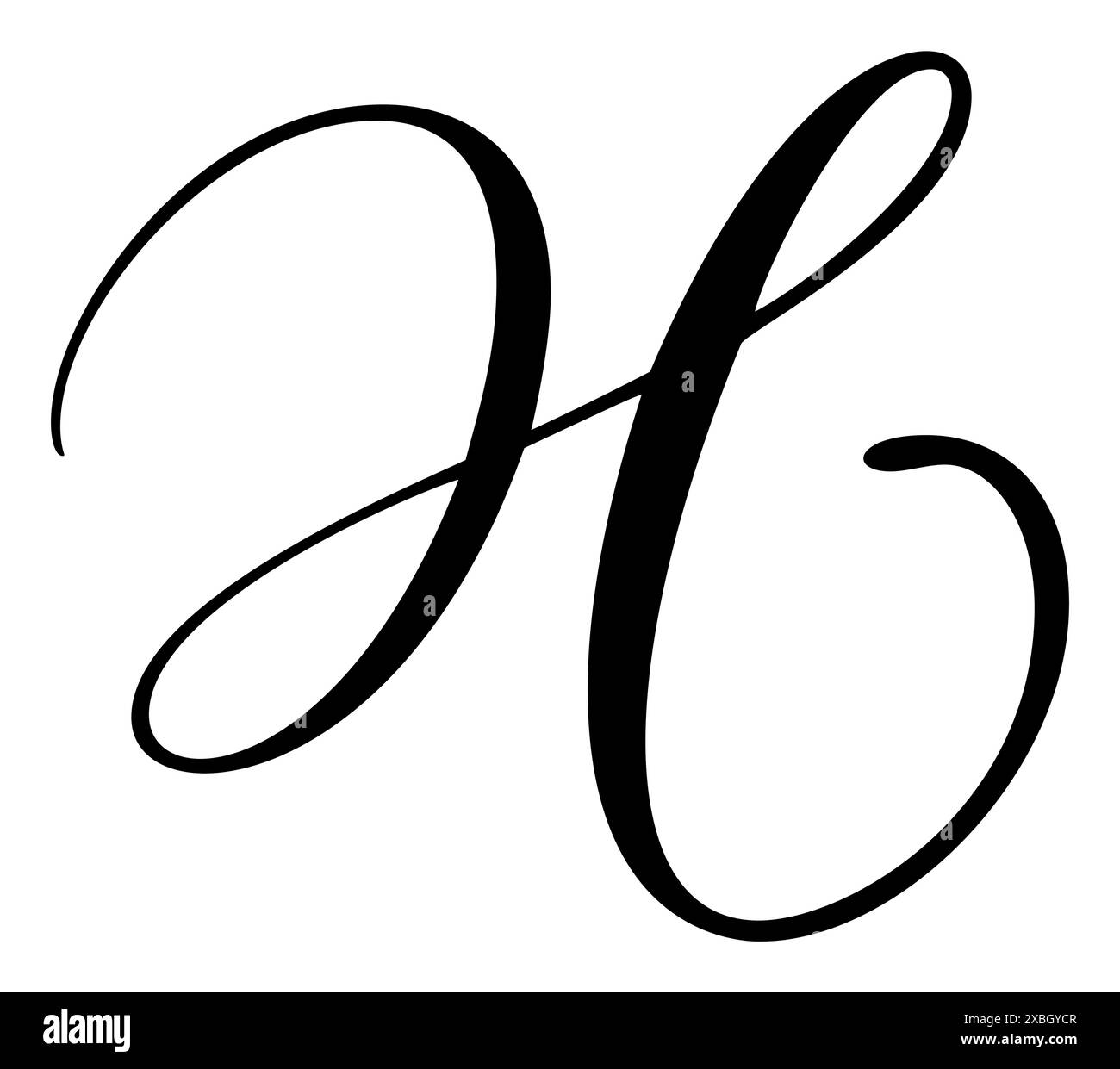 Vector calligraphy hand drawn letter H. Script font logo icon ...