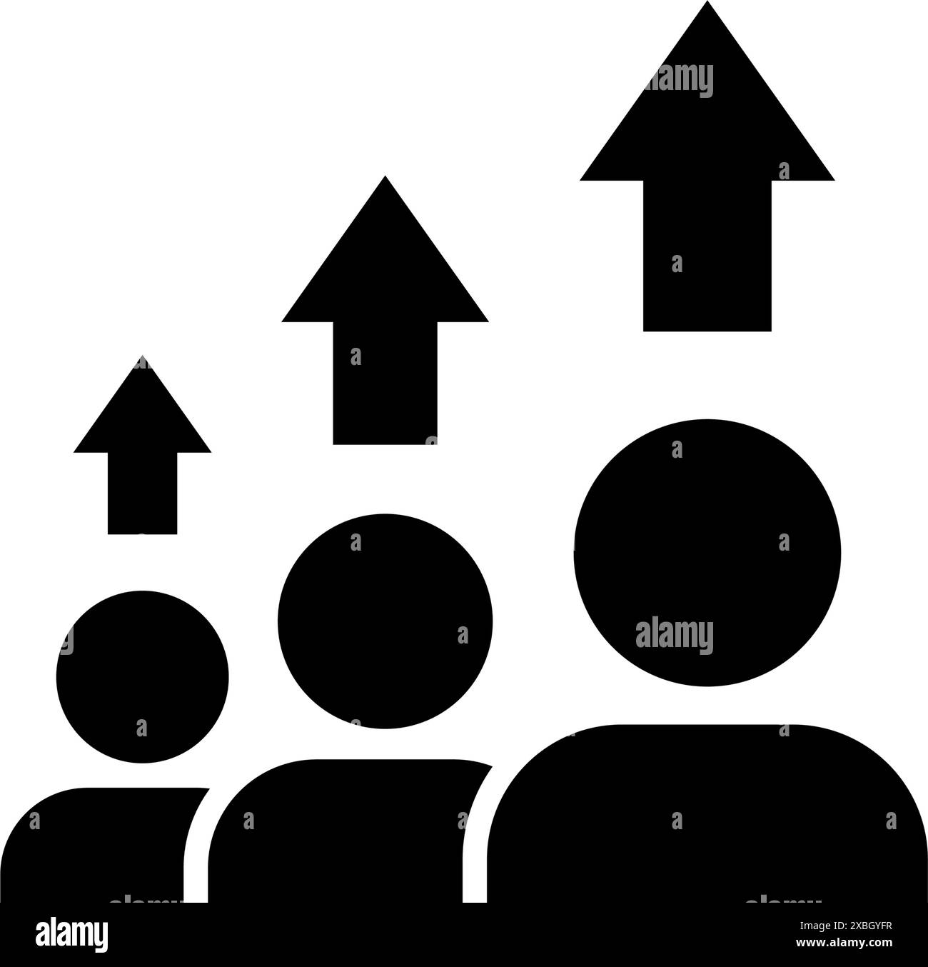 A powerful black and white icon representing a group of people working ...