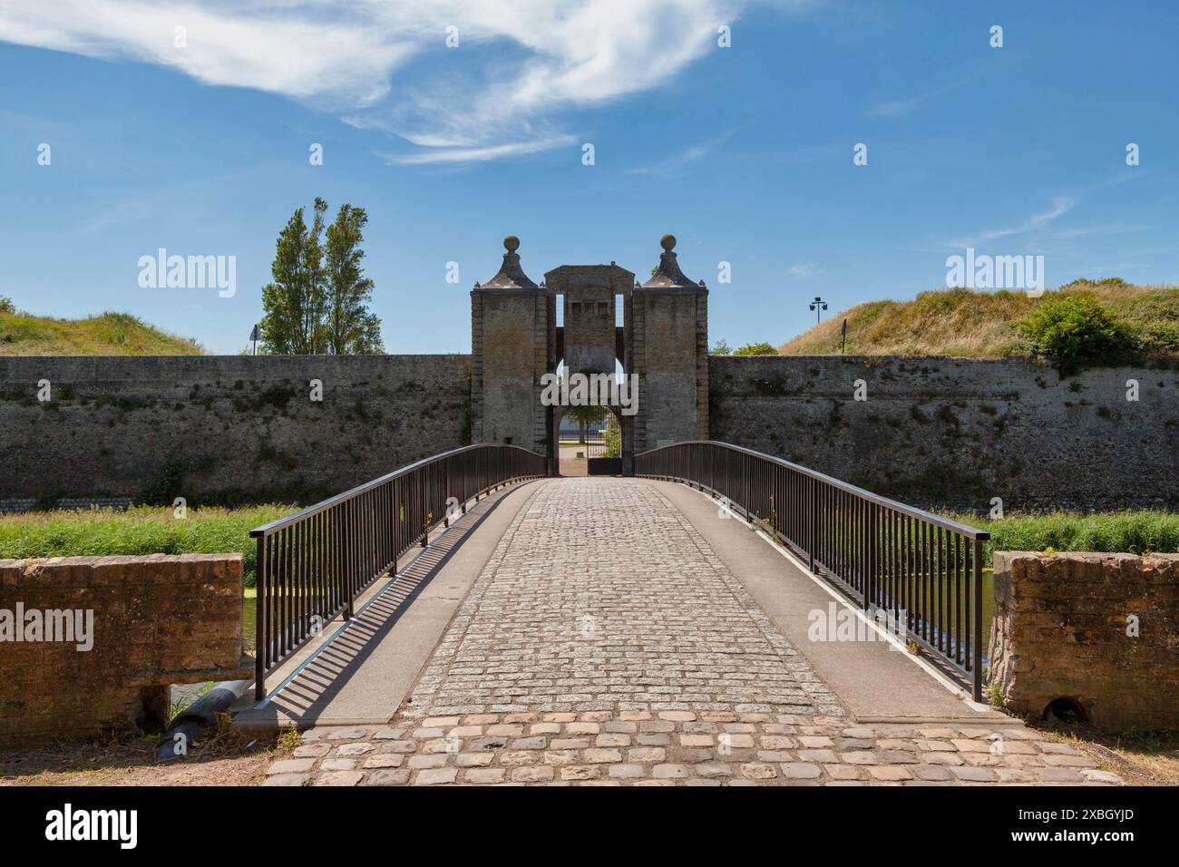 Bridge leading to the Porte de Neptune of the Citadel of Calais, a ...