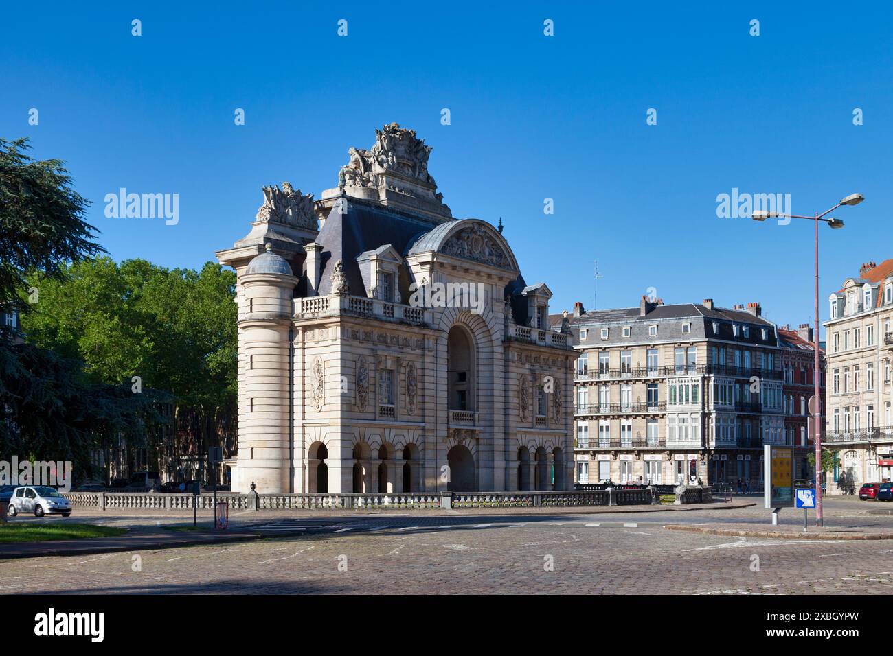 Lille, France - June 23 2020: The Porte de Paris is an arch monument ...