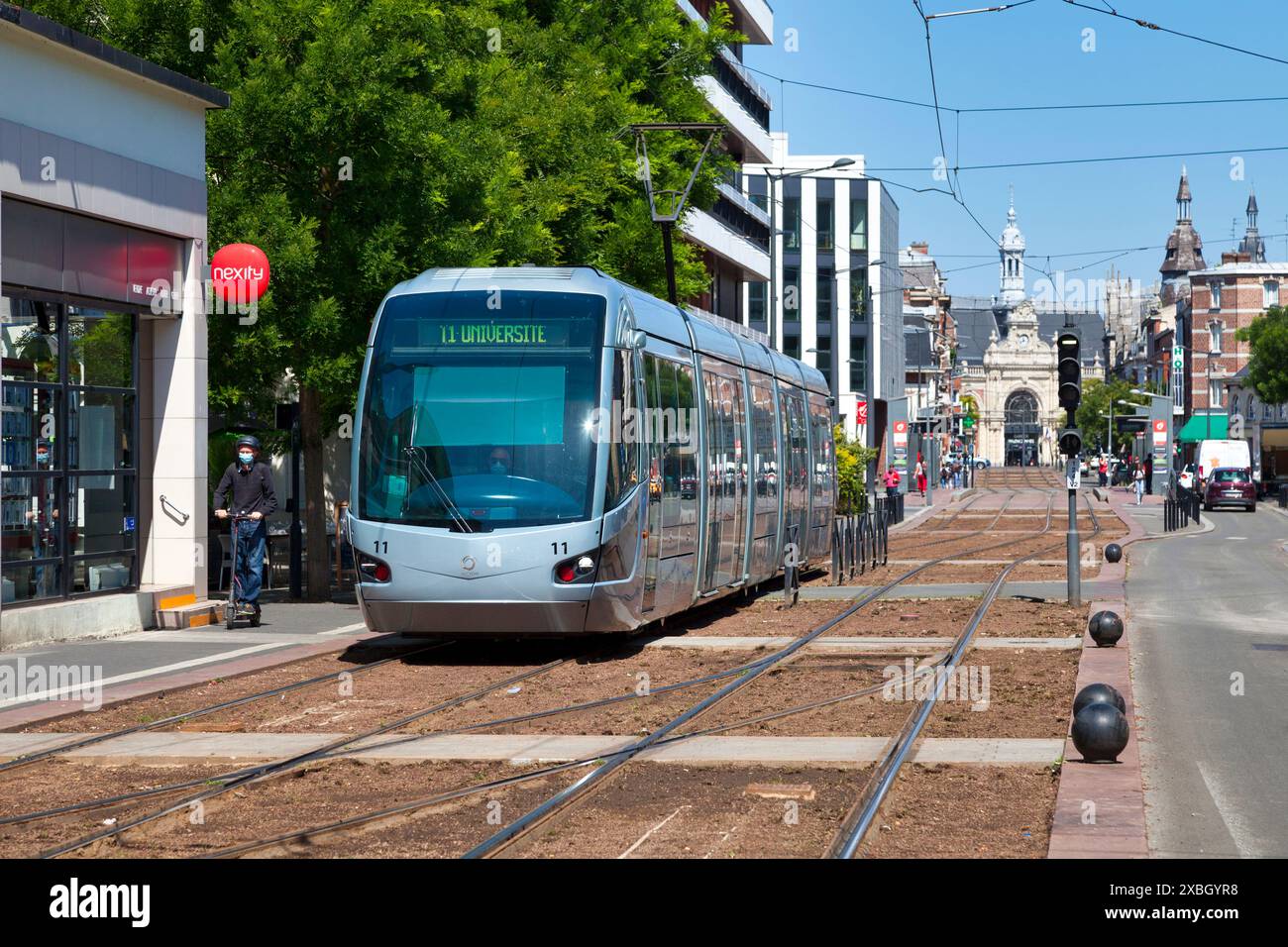 Valenciennes, France - June 23 2020: The Valenciennes tramway with the ...