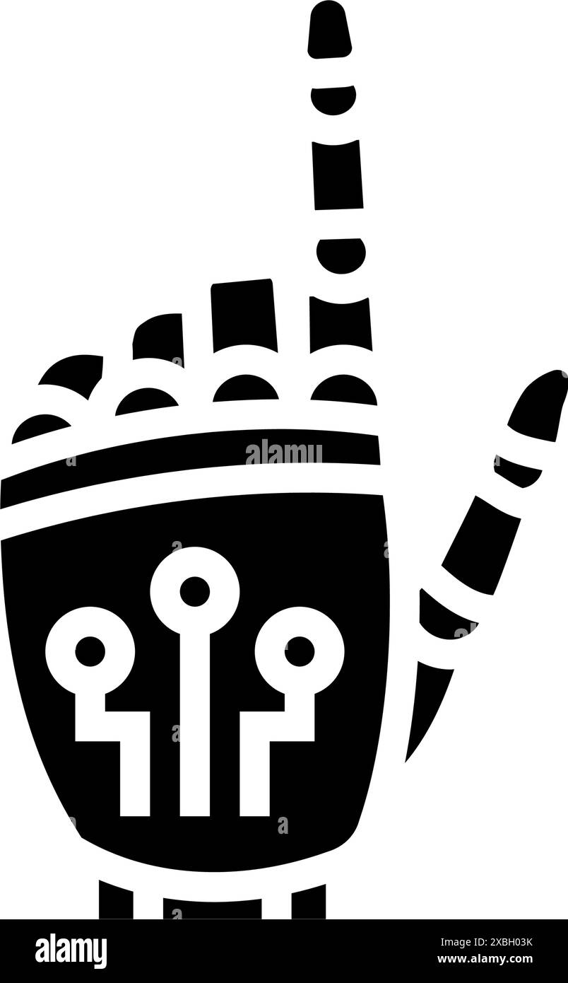 press click robot hand gesture glyph icon vector illustration Stock ...