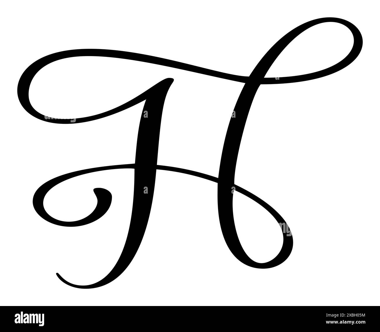 Vector calligraphy hand drawn capital letter H. Script font logo icon ...