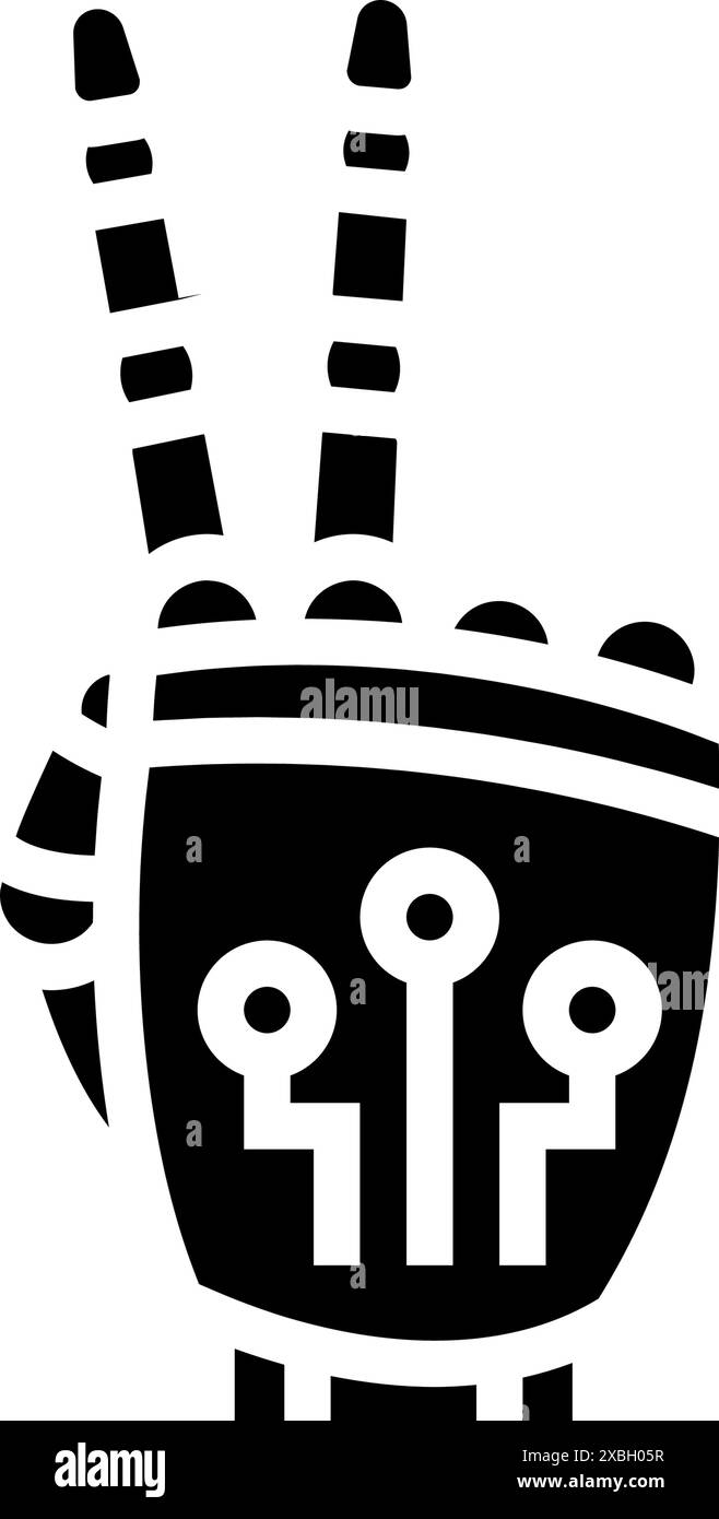 victory robot hand gesture glyph icon vector illustration Stock Vector ...