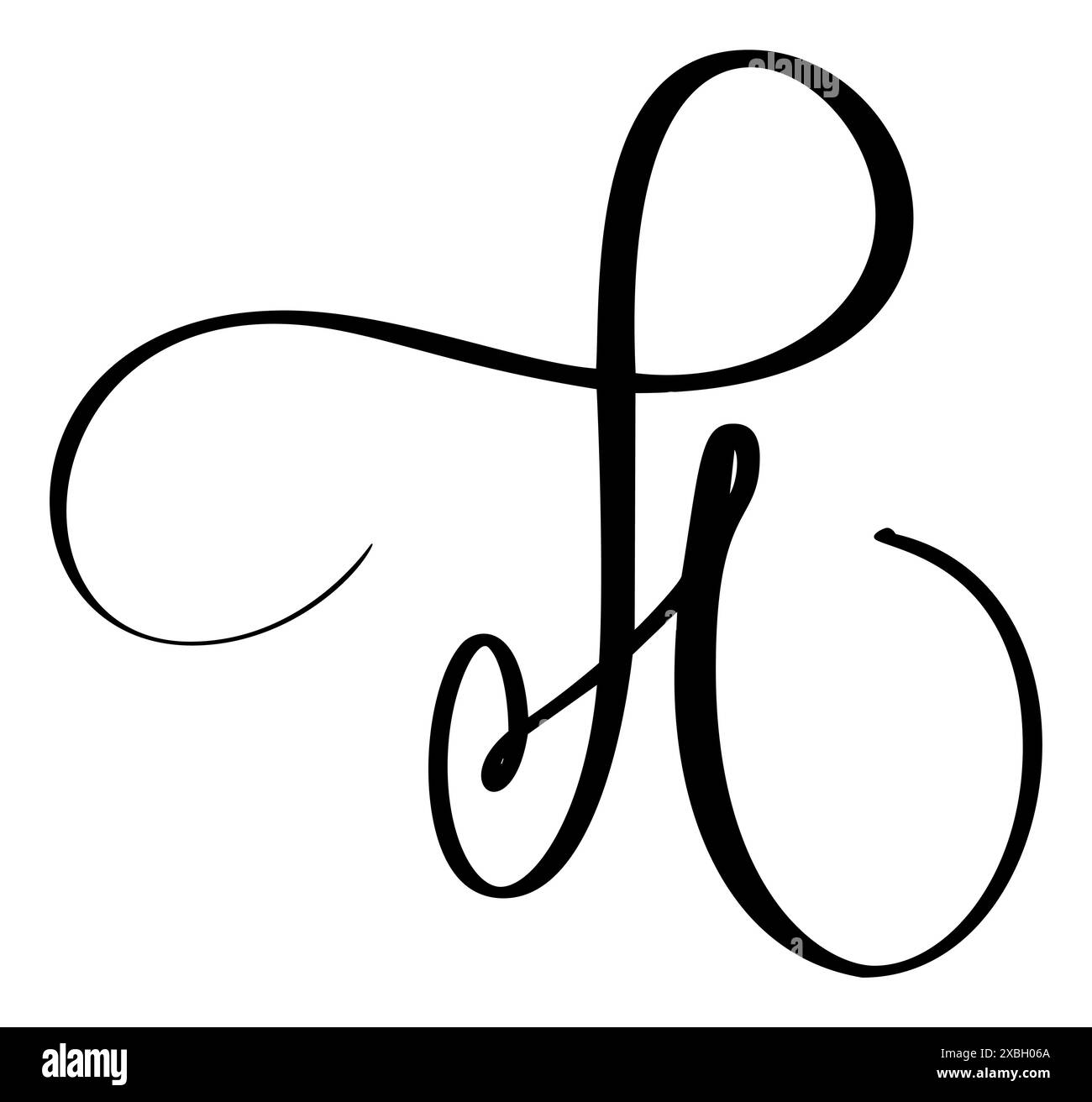 Vector calligraphy hand drawn capital letter H drop cap. Script font ...