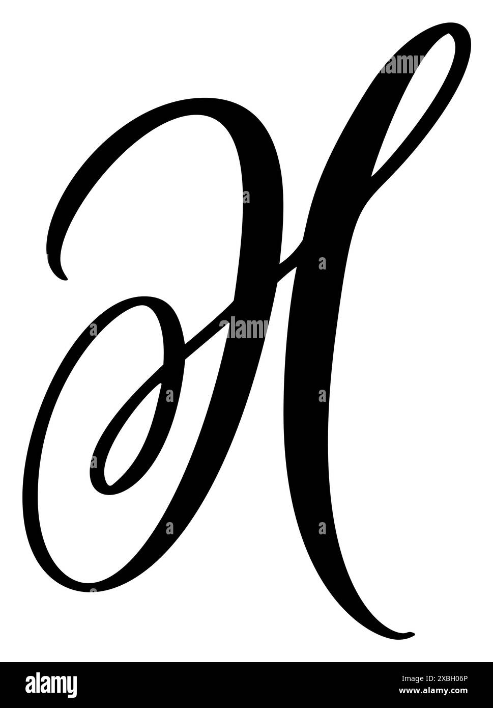 Vector calligraphy hand drawn letter H. Script font logo icon ...