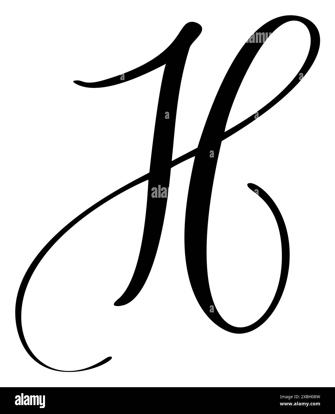 Vector calligraphy hand drawn capital letter H logo. Script font ...