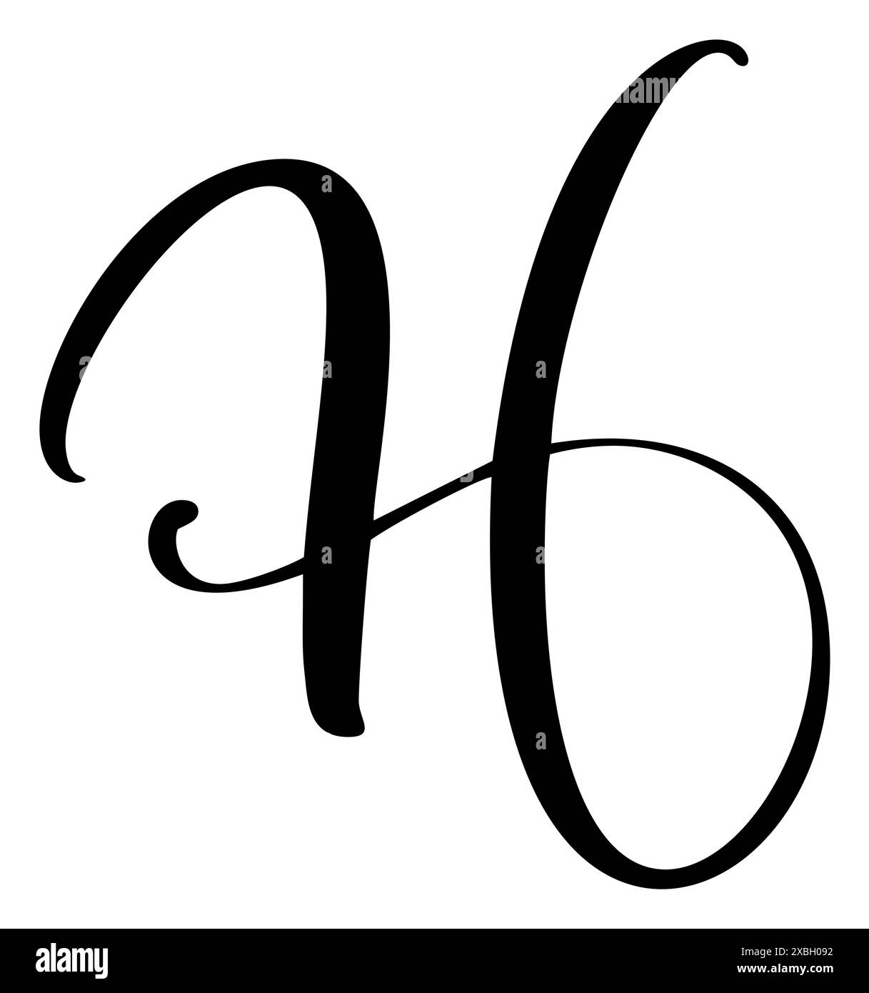 Vector calligraphy hand drawn capital letter H logo drop cap. Script ...