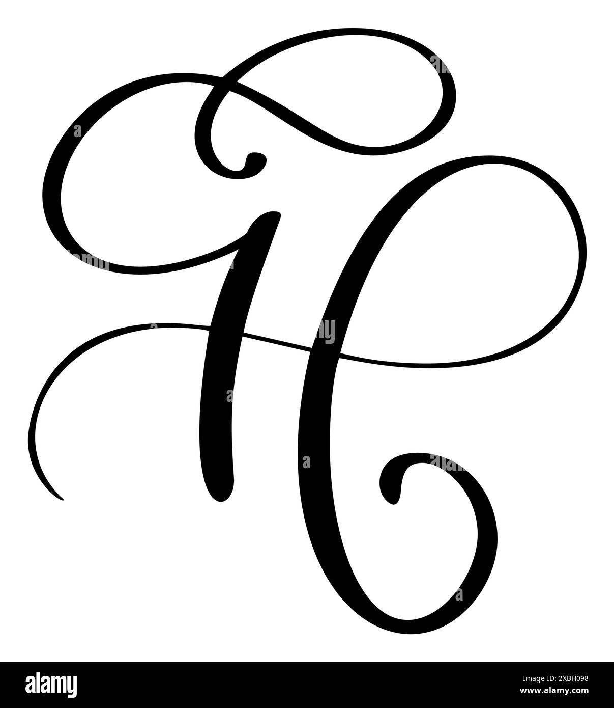 Hand drawn vector calligraphy capital letter H. Script font logo ...