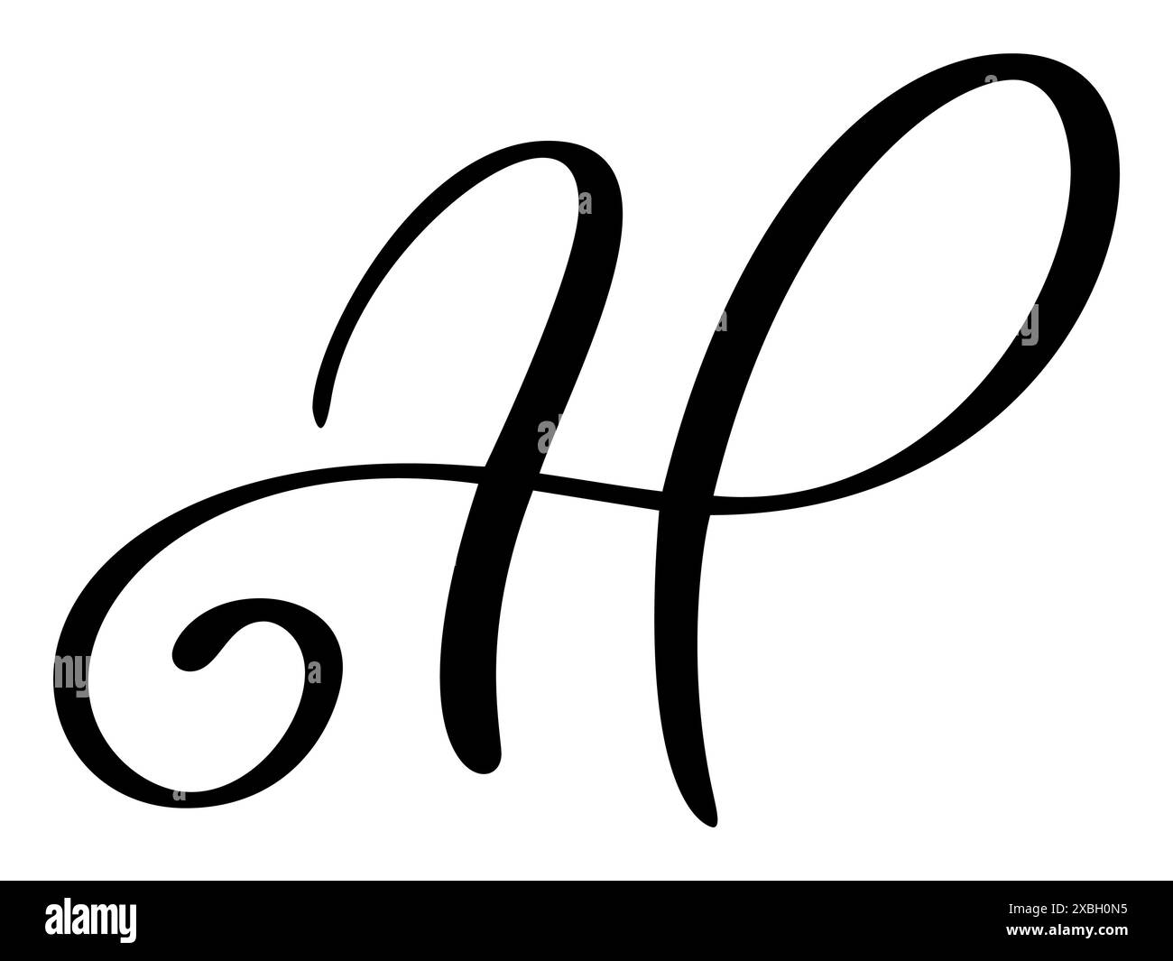 Hand drawn vector calligraphy letter H initials. Script font logo ...