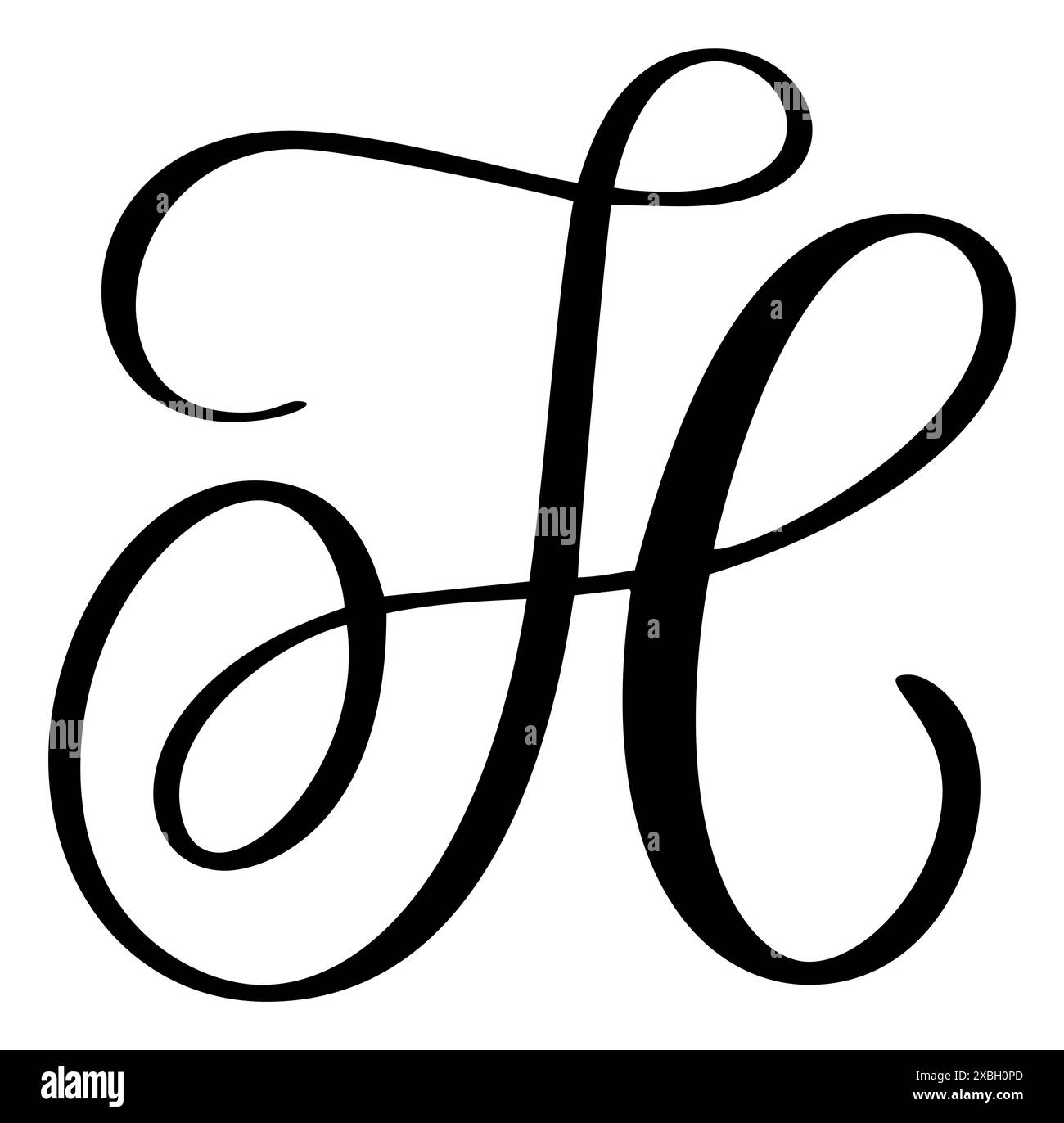Hand drawn vector calligraphy letter H. Script font logo. Handwritten ...